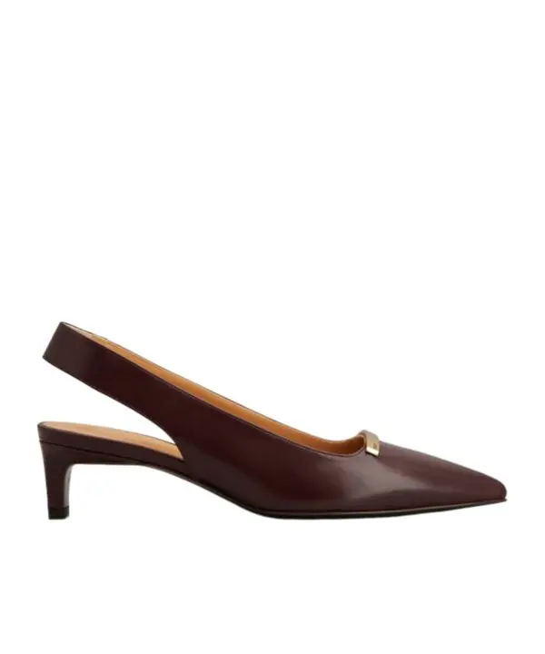 TOD'S Slingback Pumps With Pointed Toe And Low Heel - Brown