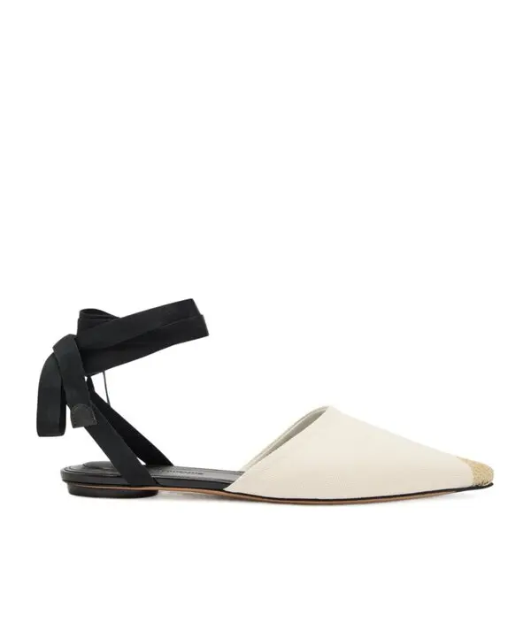 Jacquemus Canvas Espadrille Flats With Tie Ankle Fastening