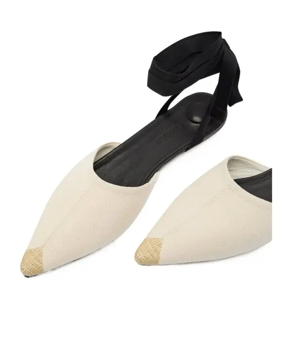 Jacquemus Canvas Espadrille Flats With Tie Ankle Fastening