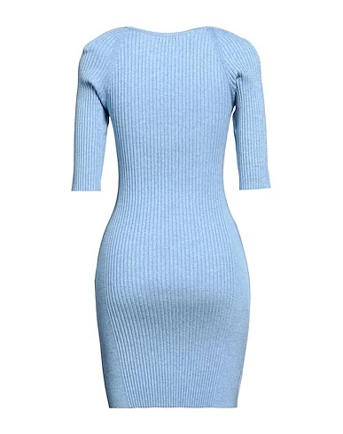 GANNI Ribbed Knit Square Neck Dress With Tie Detail