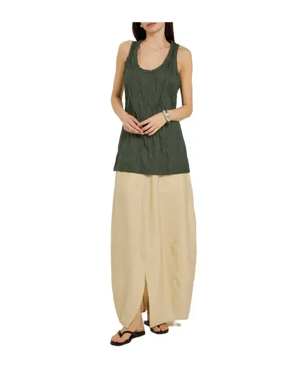TOTEME Crinkled Cotton-blend Poplin Tank Top