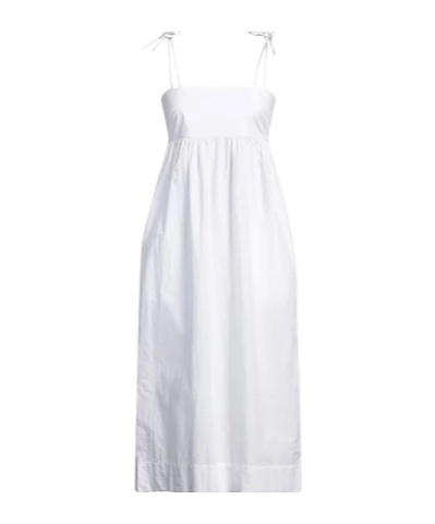 GANNI Square Neck Sleeveless Flared Dress - White