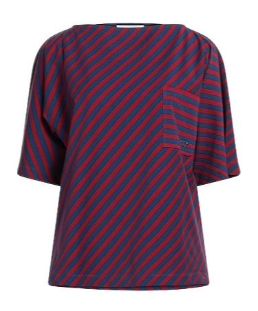 Tory Burch Striped Short-sleeve T-shirt With Chest Pocket