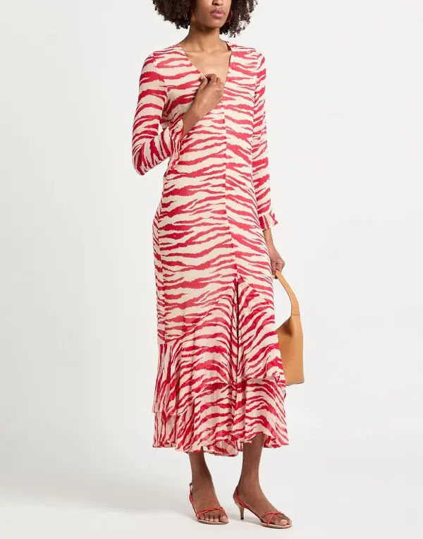GANNI Two-tone Zebra Print V-neck Maxi Dress