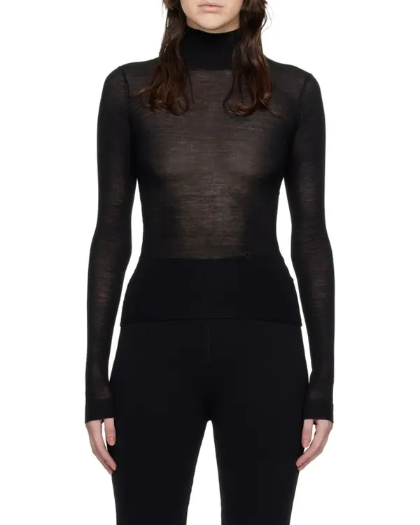 Nanushka Semi-sheer Merino Knit High Neck Top