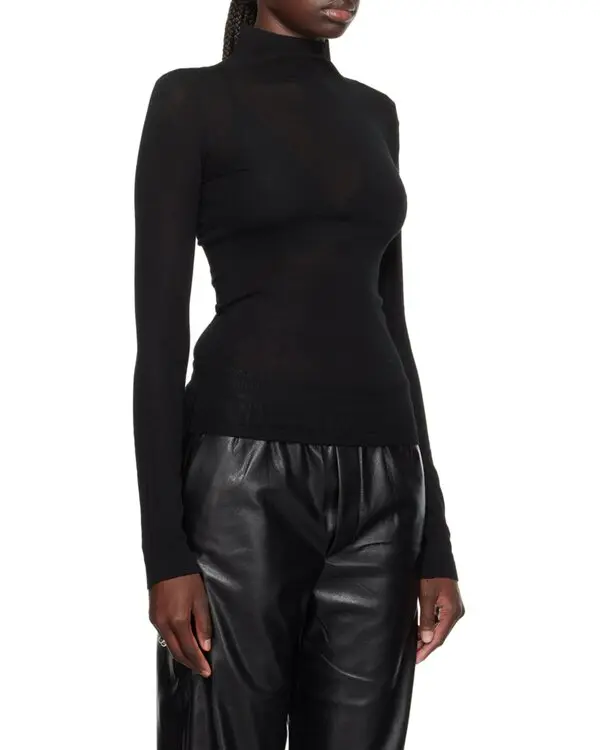 Nanushka Semi-sheer Merino Knit High Neck Top