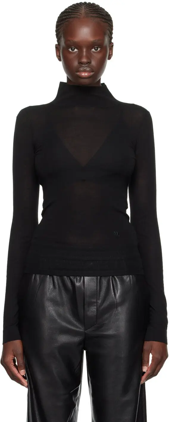Nanushka Semi-sheer Merino Knit High Neck Top