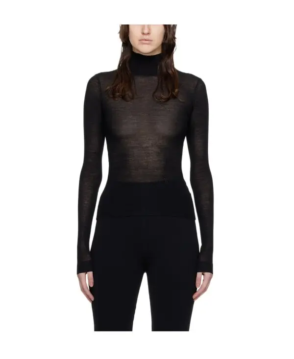 Nanushka Semi-sheer Merino Knit High Neck Top