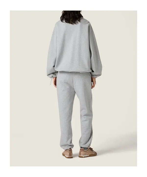 Miu Miu Cotton Fleece Sweatpants With Embroidered Logo