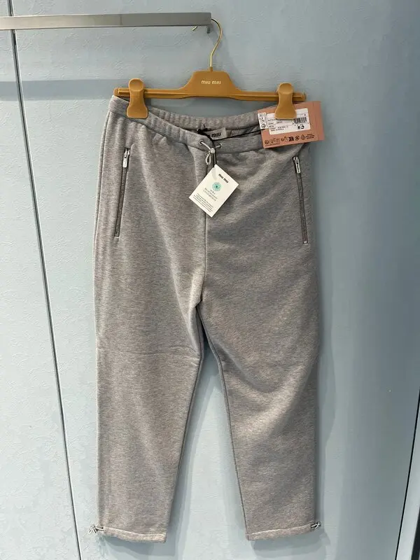 Miu Miu Cotton Fleece Sweatpants With Embroidered Logo