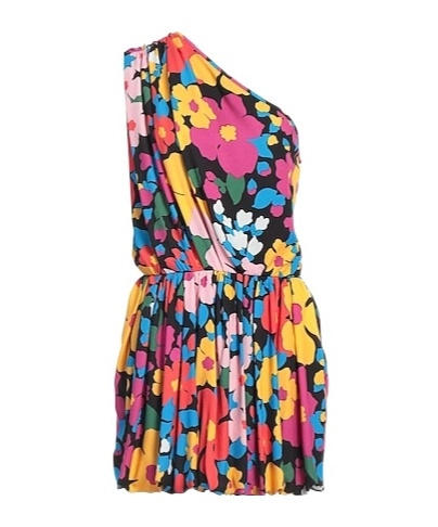 Saint Laurent One-shoulder Floral Print Crepe Dress - Multicolor