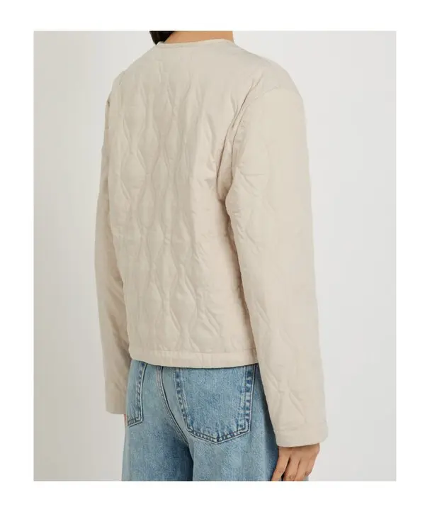 Varley Quilted V-neck Jacket With Drawstring Hem - Nude