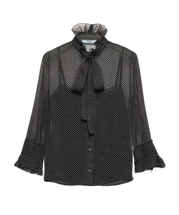 Prada Polka-dot Silk Chiffon Shirt