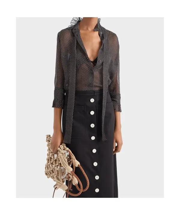 Prada Polka-dot Silk Chiffon Shirt