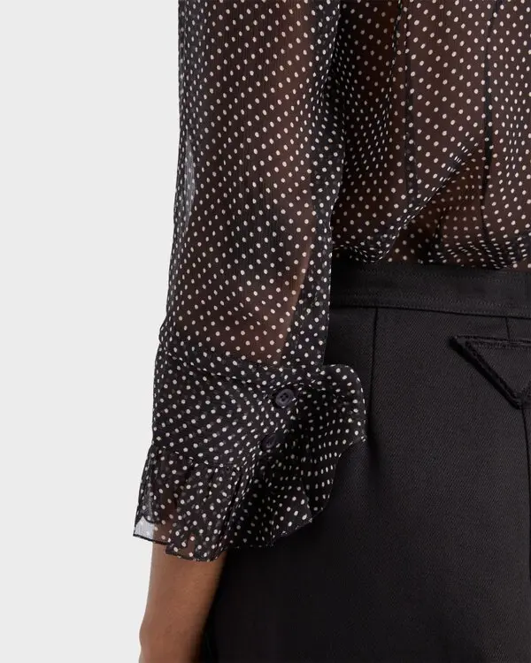 Prada Polka-dot Silk Chiffon Shirt