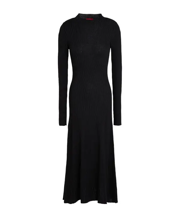 MAXCO. Max&co. Ribbed Knit Midi Dress With Mock Neck