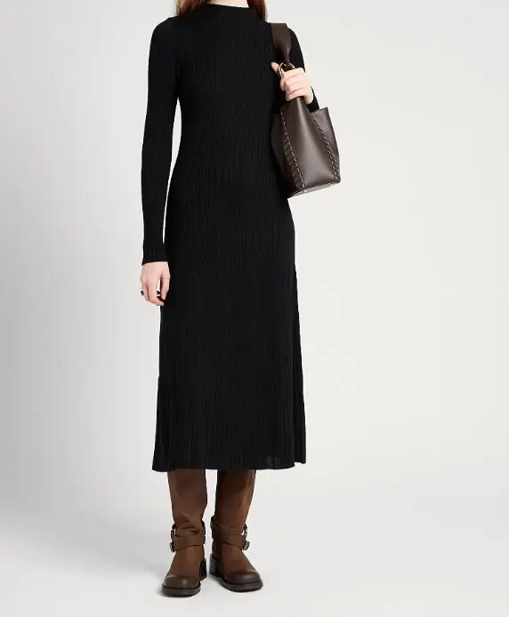MAXCO. Max&co. Ribbed Knit Midi Dress With Mock Neck