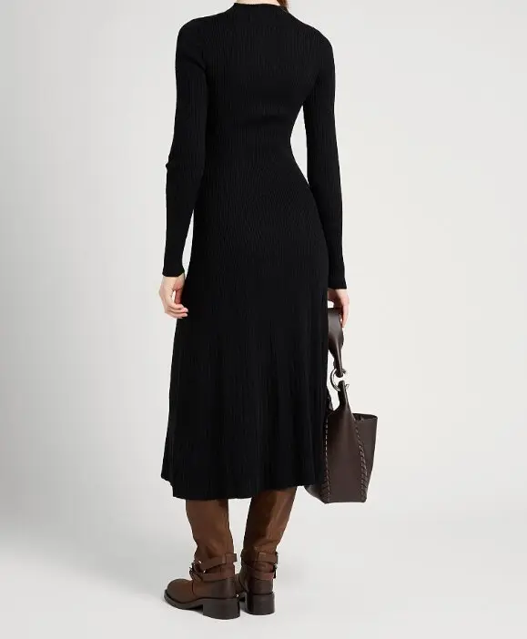 MAXCO. Max&co. Ribbed Knit Midi Dress With Mock Neck