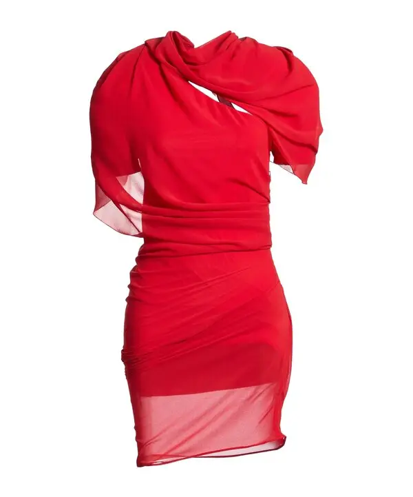 Jacquemus Draped Georgette Dress With Cutout Detail