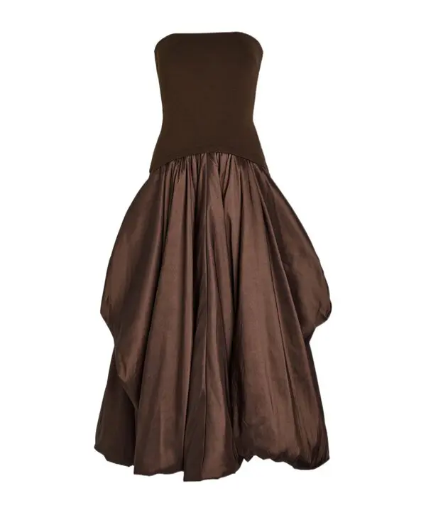 Simkhai Strapless Gathered Midi Dress - Black
