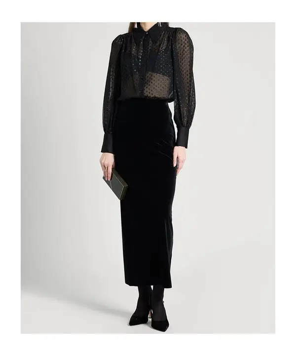 MAXCO. Max&co. Gold Jacquard Polka Dot Pleated Sleeve Shirt