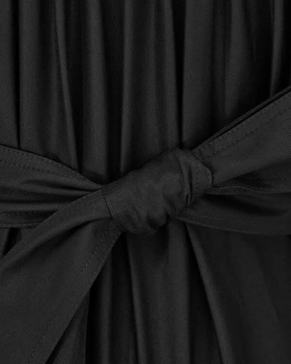 Saint Laurent Long Sleeve V-neck Maxi Dress With Belt And Tiered Skirt - Black