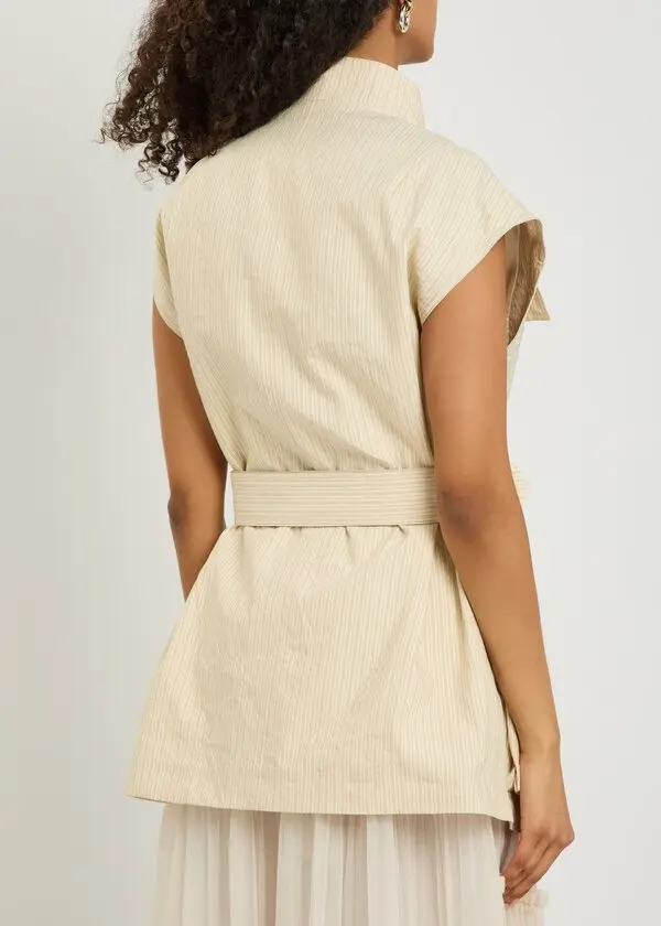 Dries Van Noten Ventura Striped Belted Cotton Jacket