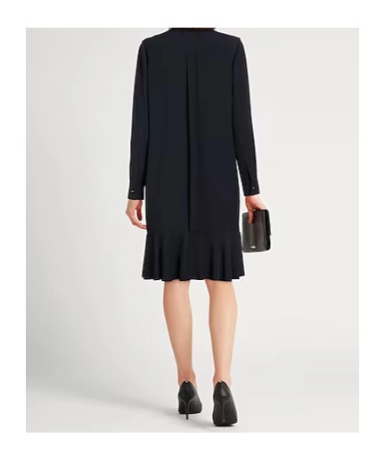 Tory Burch Midi Dress With Ruffled Hem And Stand Collar