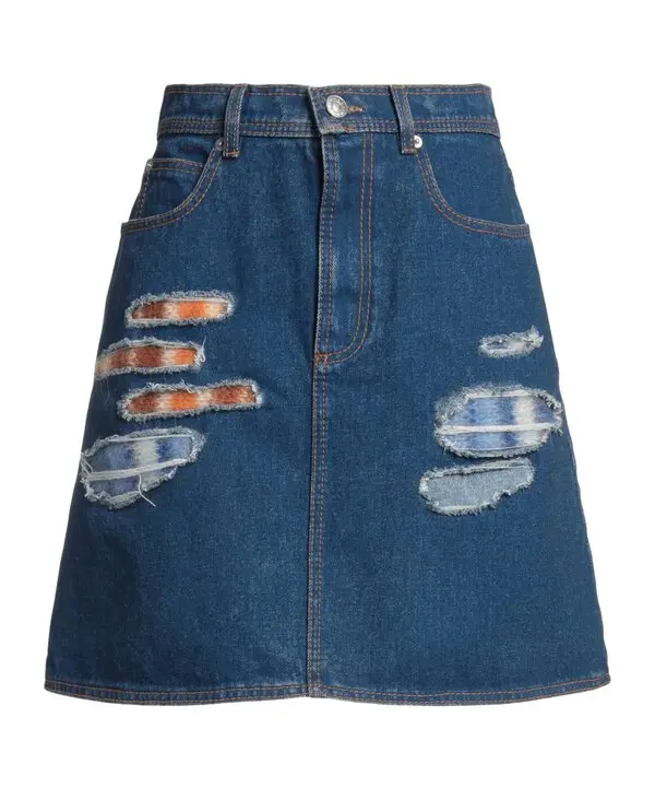 Marni Denim Flared Skirt With Appliqués