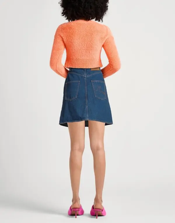Marni Denim Flared Skirt With Appliqués