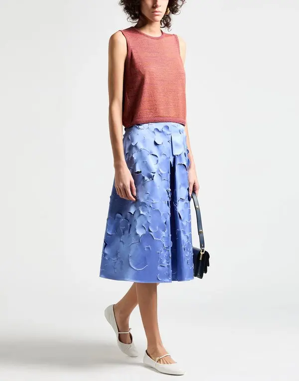 Marni Solid Color Satin Midi Skirt
