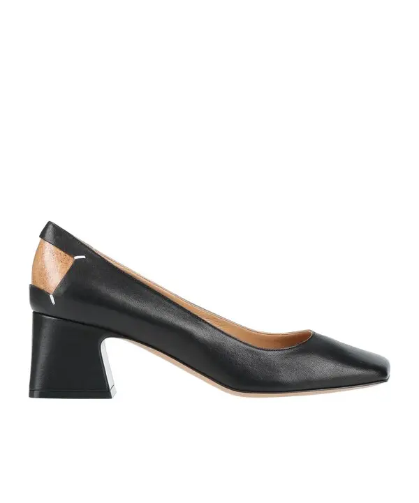 MAISON MARGIELA Two-tone Square Toe Block Heel Pumps - Black