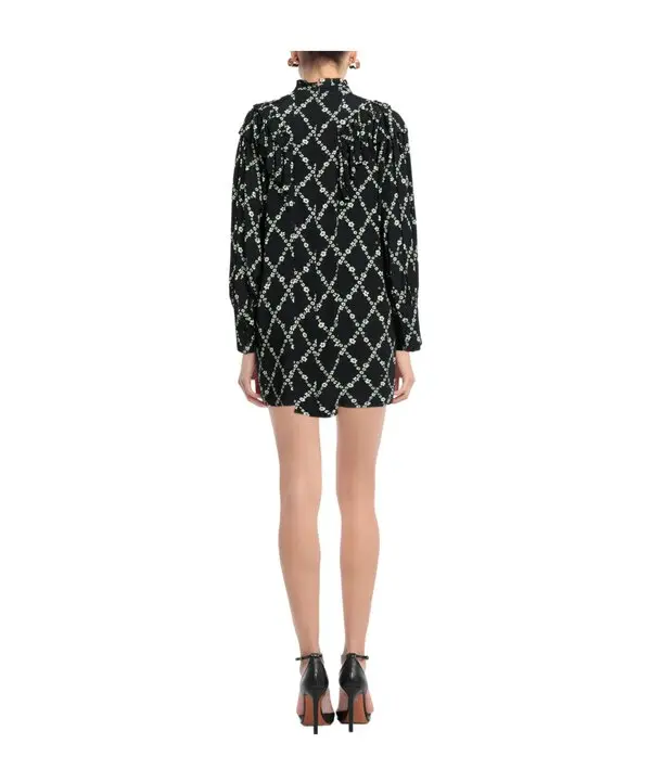 GANNI Floral Print Turtleneck Mini Dress