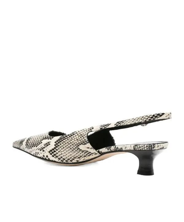 AeydĒ 40mm Snakeskin Slingback Pumps