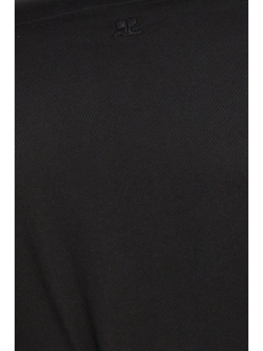 COURREGES Short-sleeve Logo Embroidered Side Slit Dress