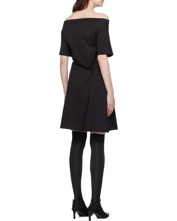 COURREGES Short-sleeve Logo Embroidered Side Slit Dress