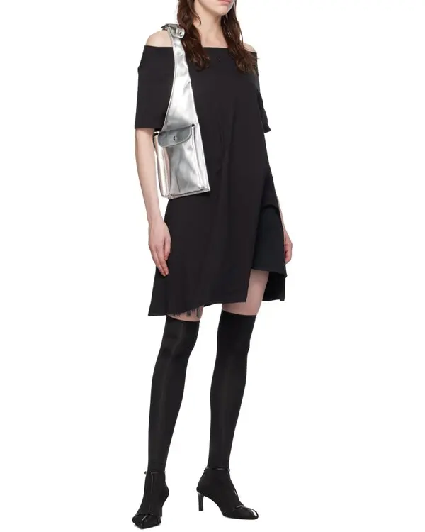 COURREGES Short-sleeve Logo Embroidered Side Slit Dress