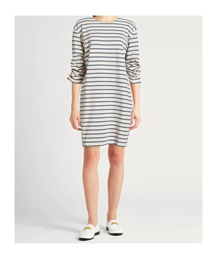 Tory Burch Striped Jersey T-shirt Dress With Embroidered Logo