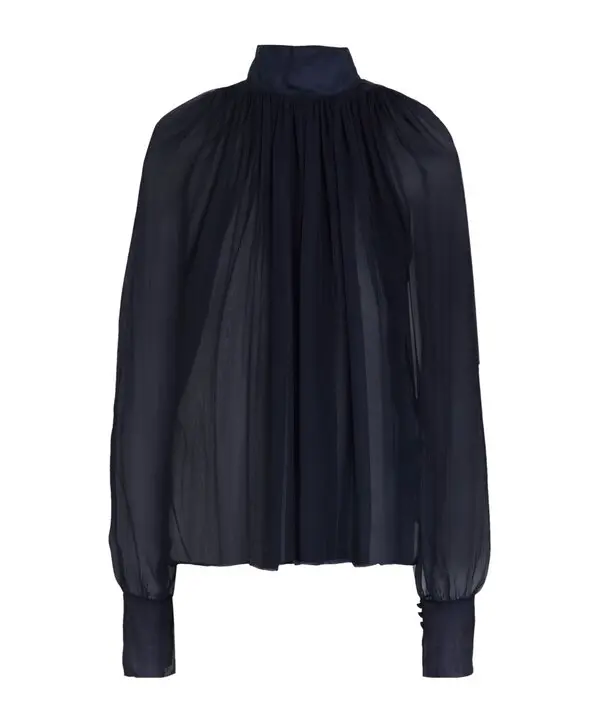 Saint Laurent High-necked Pleated Cardigan