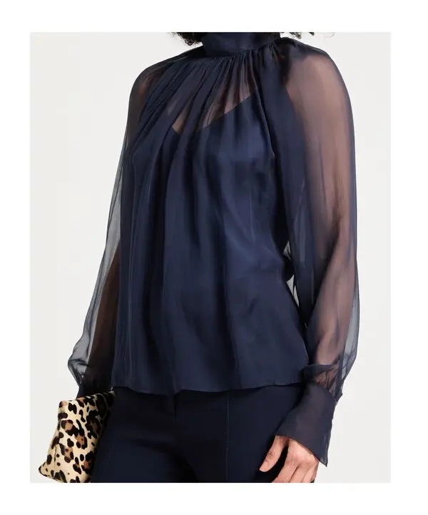 Saint Laurent High-necked Pleated Cardigan