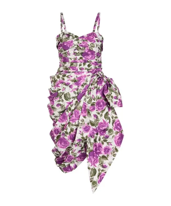 Chloé Floral-print Gathered Cotton Mini Dress - Multicolor