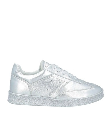 MAISON MARGIELA Silver Leather Lace-up Low-top Sneakers - White