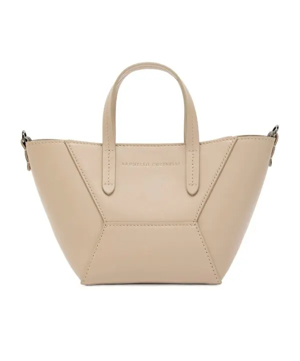 Brunello Cucinelli Bead Mini Leather Tote Bag - Nude