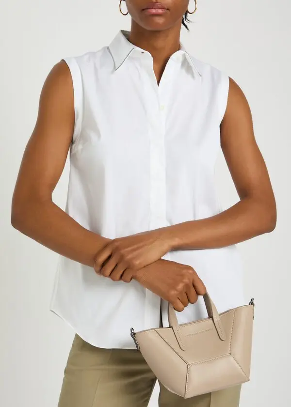 Brunello Cucinelli Bead Mini Leather Tote Bag - Nude