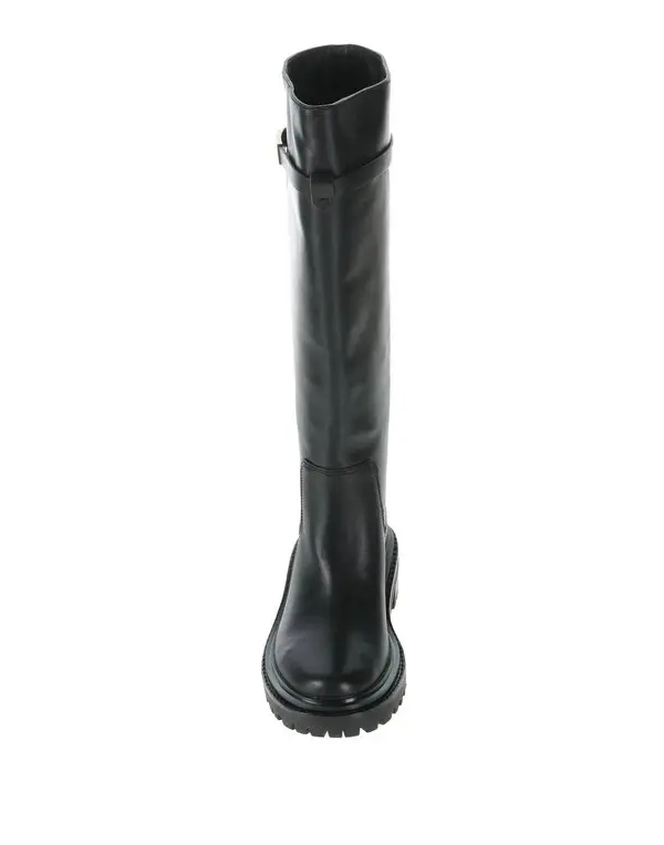 Tory Burch Knee High Leather Boots With Metal Buckle Detail