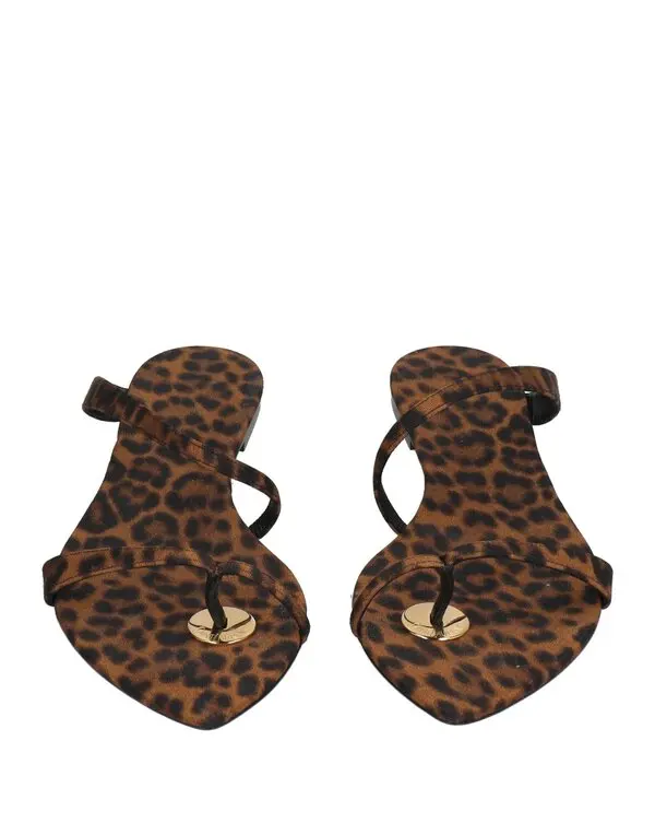 Saint Laurent Leopard Print Woven Flat Sandals - Black