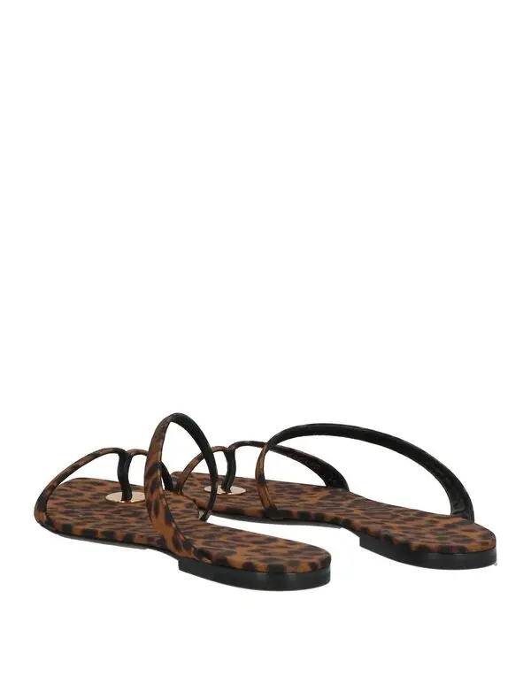 Saint Laurent Leopard Print Woven Flat Sandals - Black