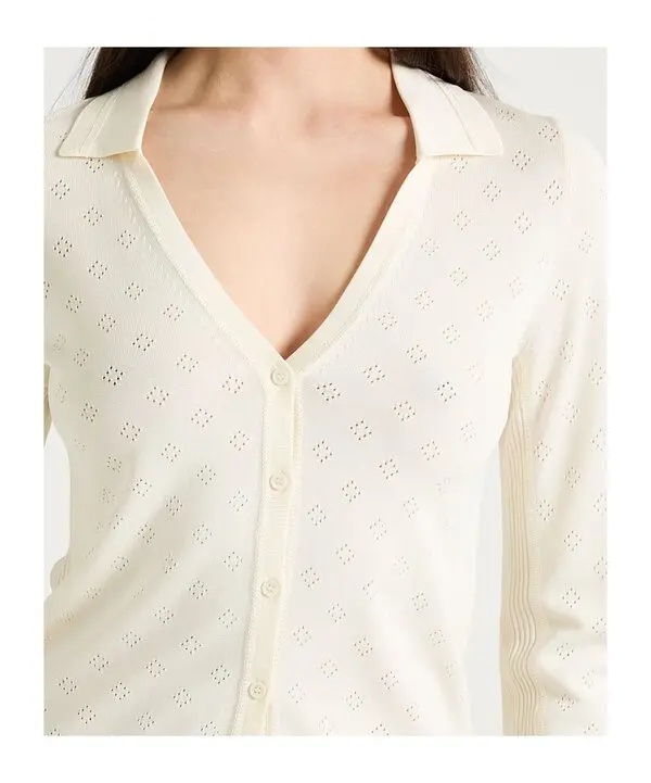 MAXCO. Max&co. Button Front Cardigan With Pointelle Detail