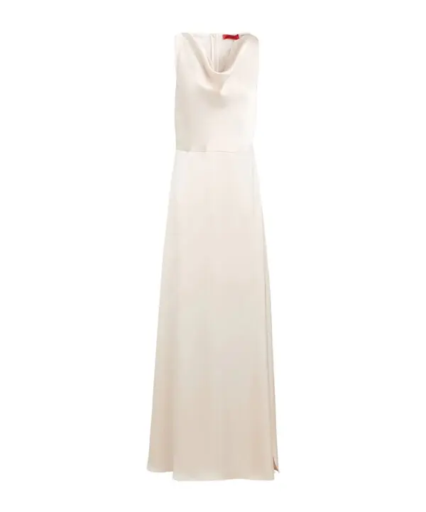 MAXCO. Sleeveless Maxi Dress With Draped Neckline And Side Slit