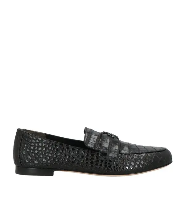 Tory Burch Round Toe Crocodile Pattern Loafers